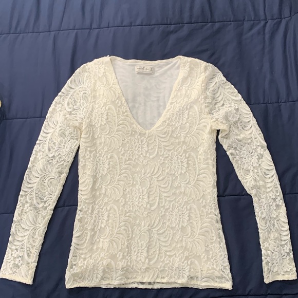 Abercrombie & Fitch | Tops | Womens Ivory Lace Long Sleeved Top | Poshmark